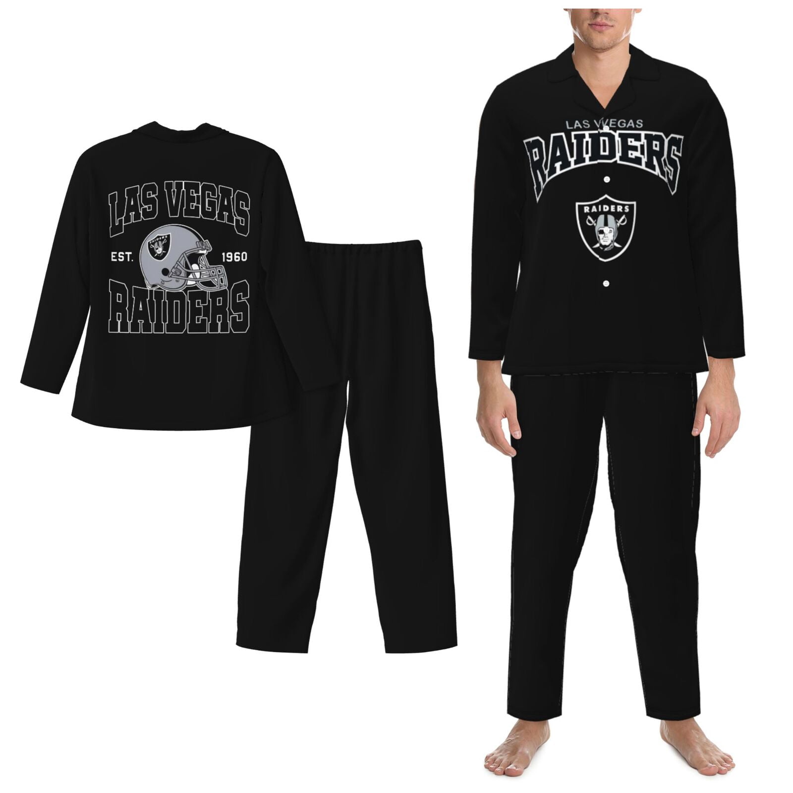 Raiders Men's long-sleeved pajama suits for football teams custom ...