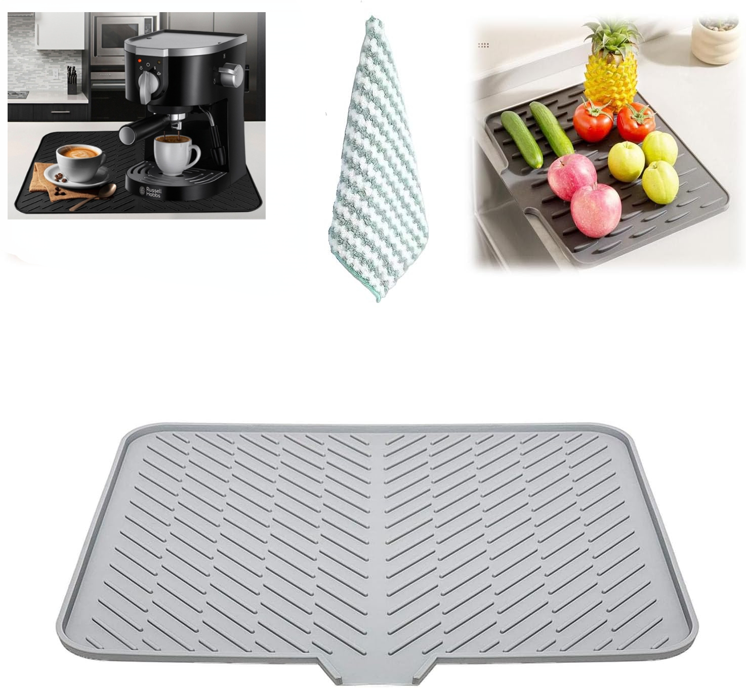 Raidley Multifunctional and Foldable Sloped Silicone Draining Mat ...