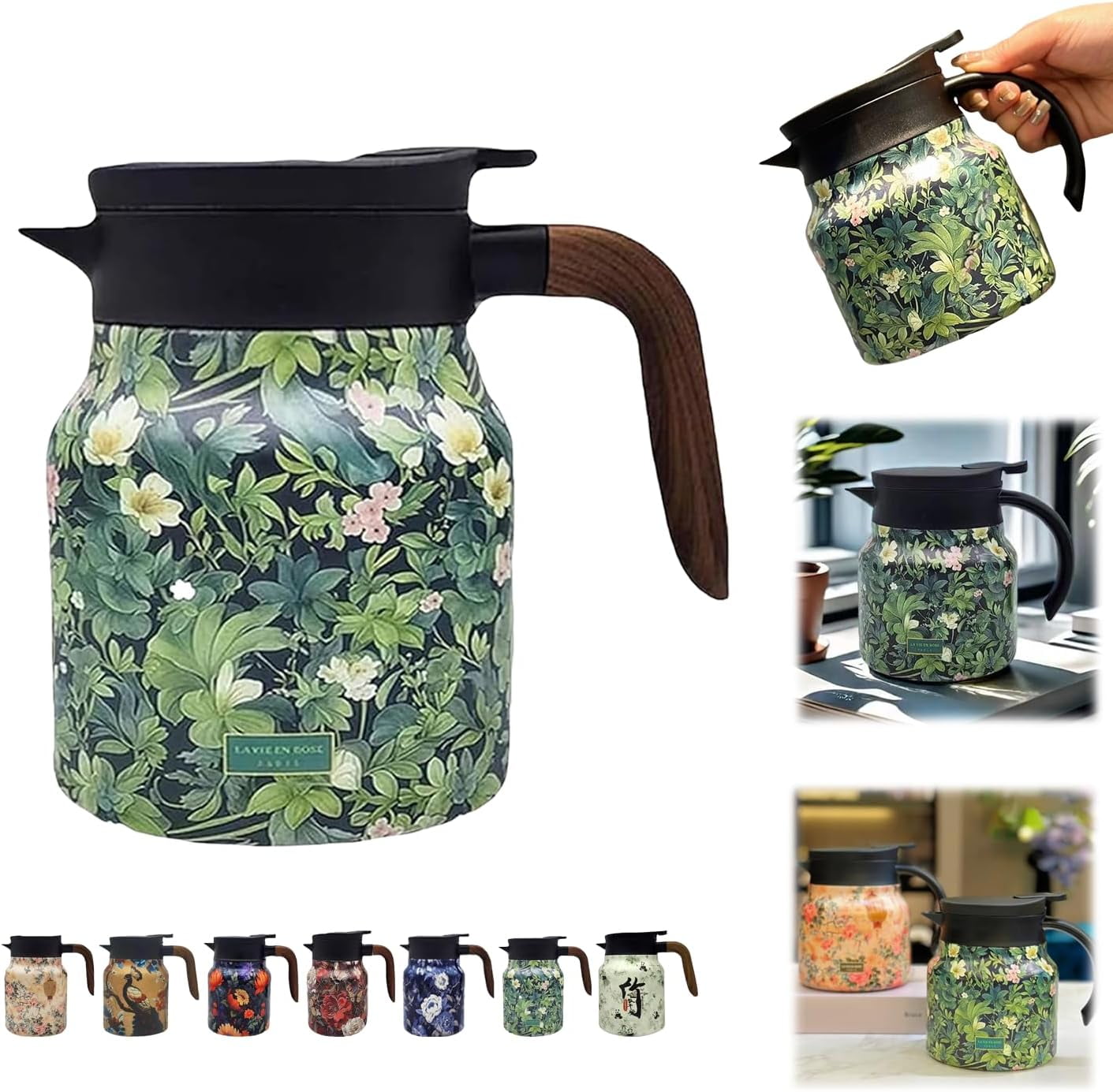 Raidley Vintage Floral Pattern Tea Thermos Built-In Infuser, Doresty ...