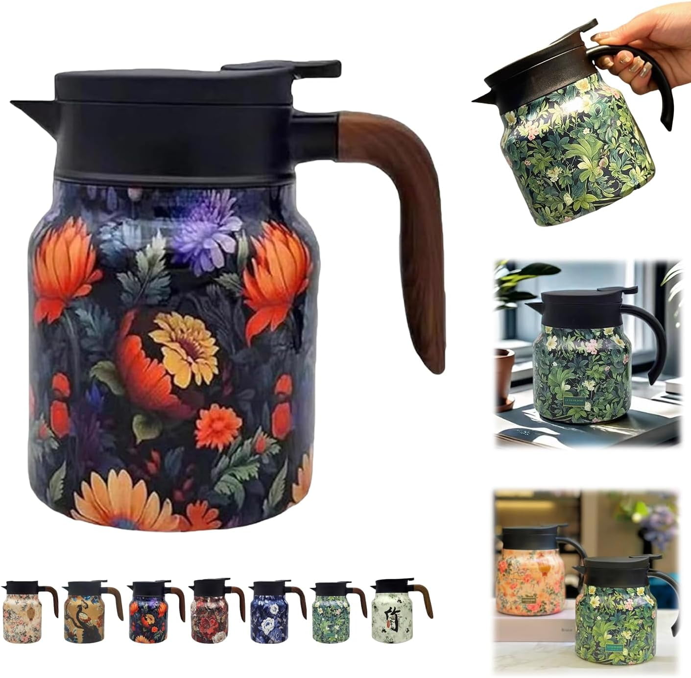 Raidley Vintage Floral Pattern Tea Thermos Built-In Infuser, Doresty ...