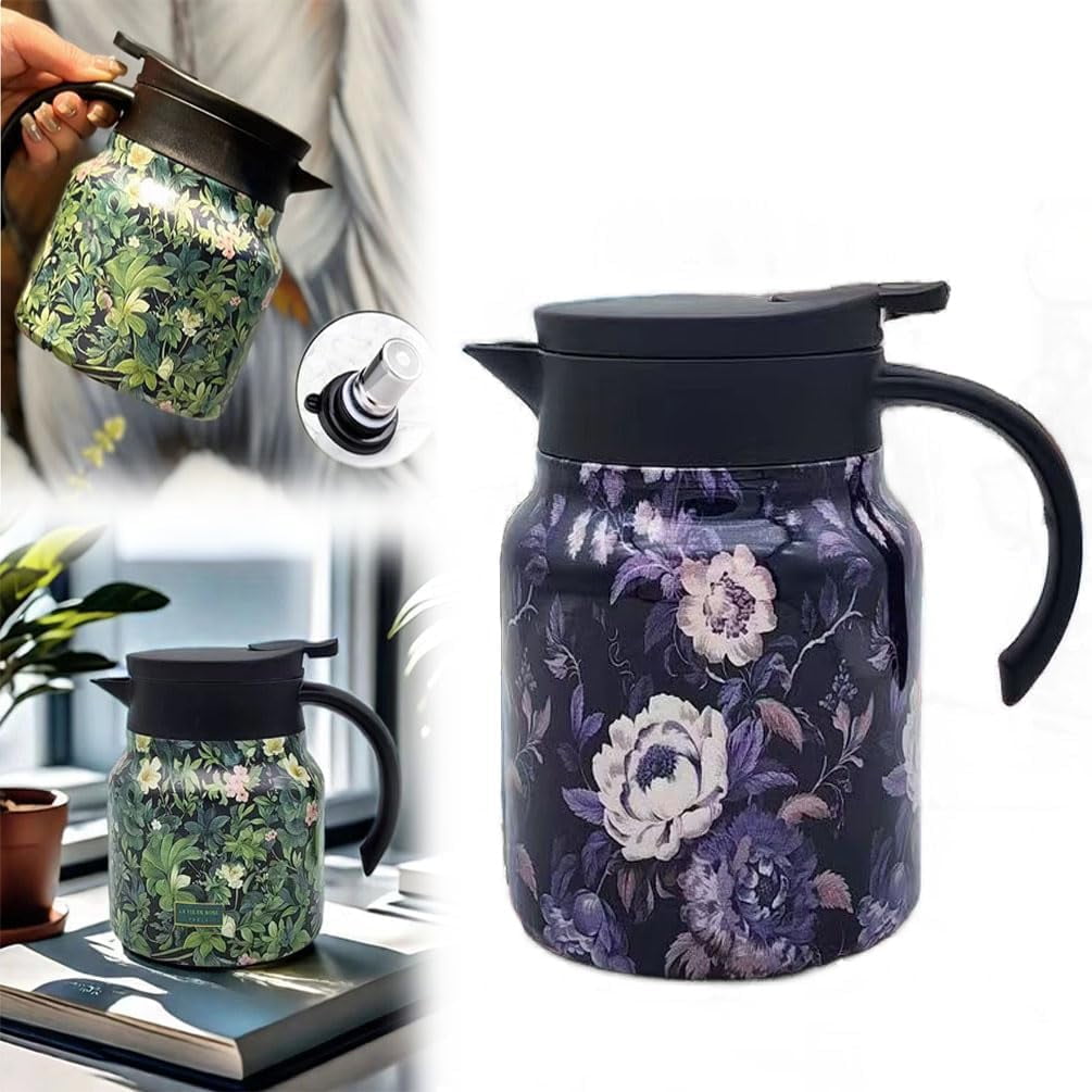 Raidley Vintage Floral Pattern Tea Thermos, Doresty Thermos Tea Pot ...
