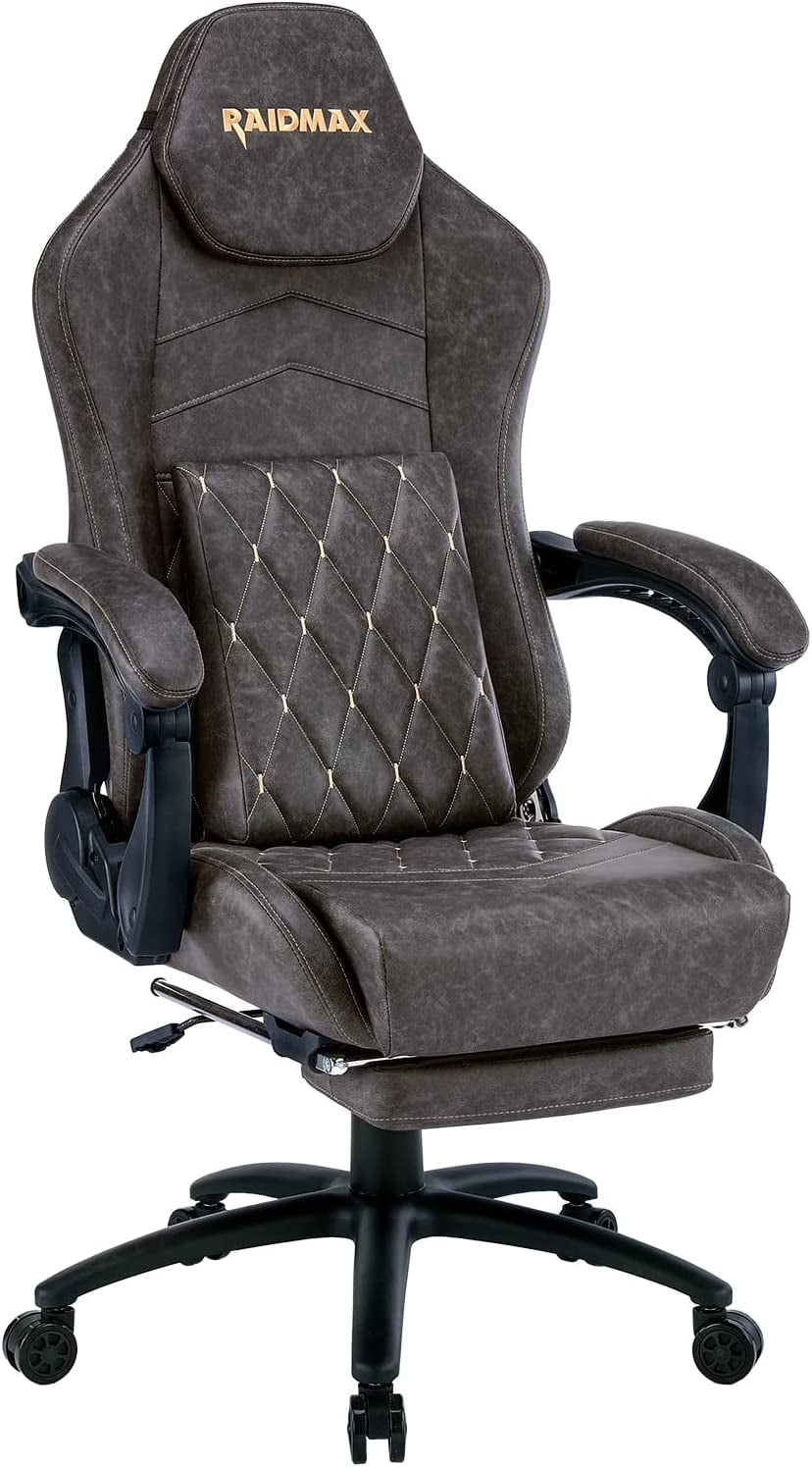 Raidmax Extra-Large Size Gaming Chair with Lumbar Support, Marble Gray ...