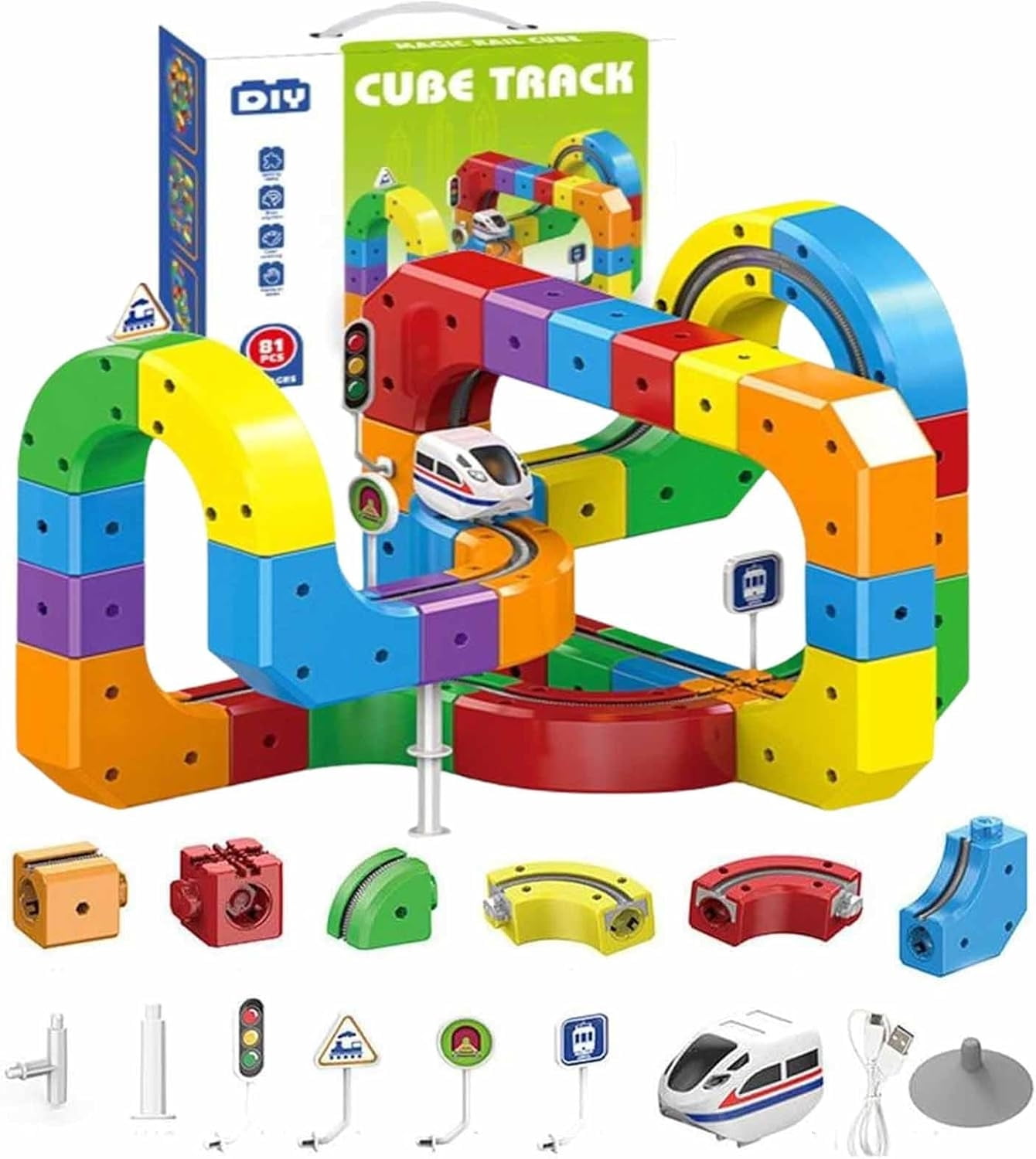 Rail Electric Train Set, 3D Magic Flexible Race Tracks for Kids,DIY ...