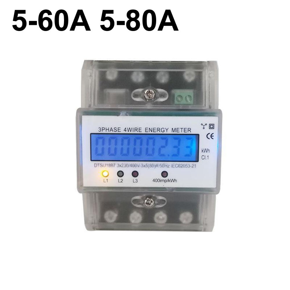 Rail-Mounted Energy Meter 3-Phase Four-Wire Digital Electricity Meter ...