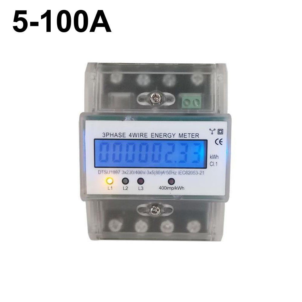 Rail-Mounted Energy Meter 3-Phase Four-Wire Digital Electricity Meter ...