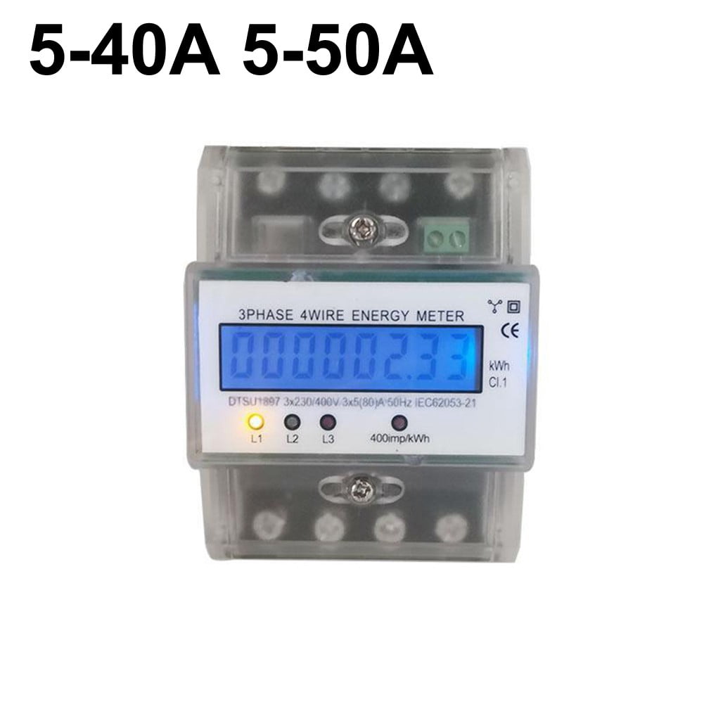 Rail-Mounted Energy Meter 3-Phase Four-Wire Digital Electricity Meter ...