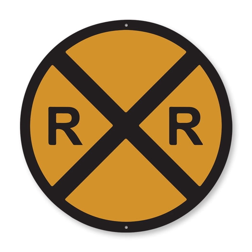 Rail Road Crossing Circle Aluminum Metal Decor Sign - 12" Round ...