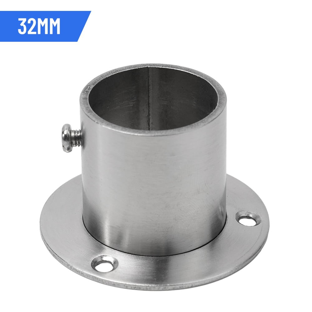 Rail Rod Pole Socket End Stainless Steel Tube Support Closet Bar Stand ...