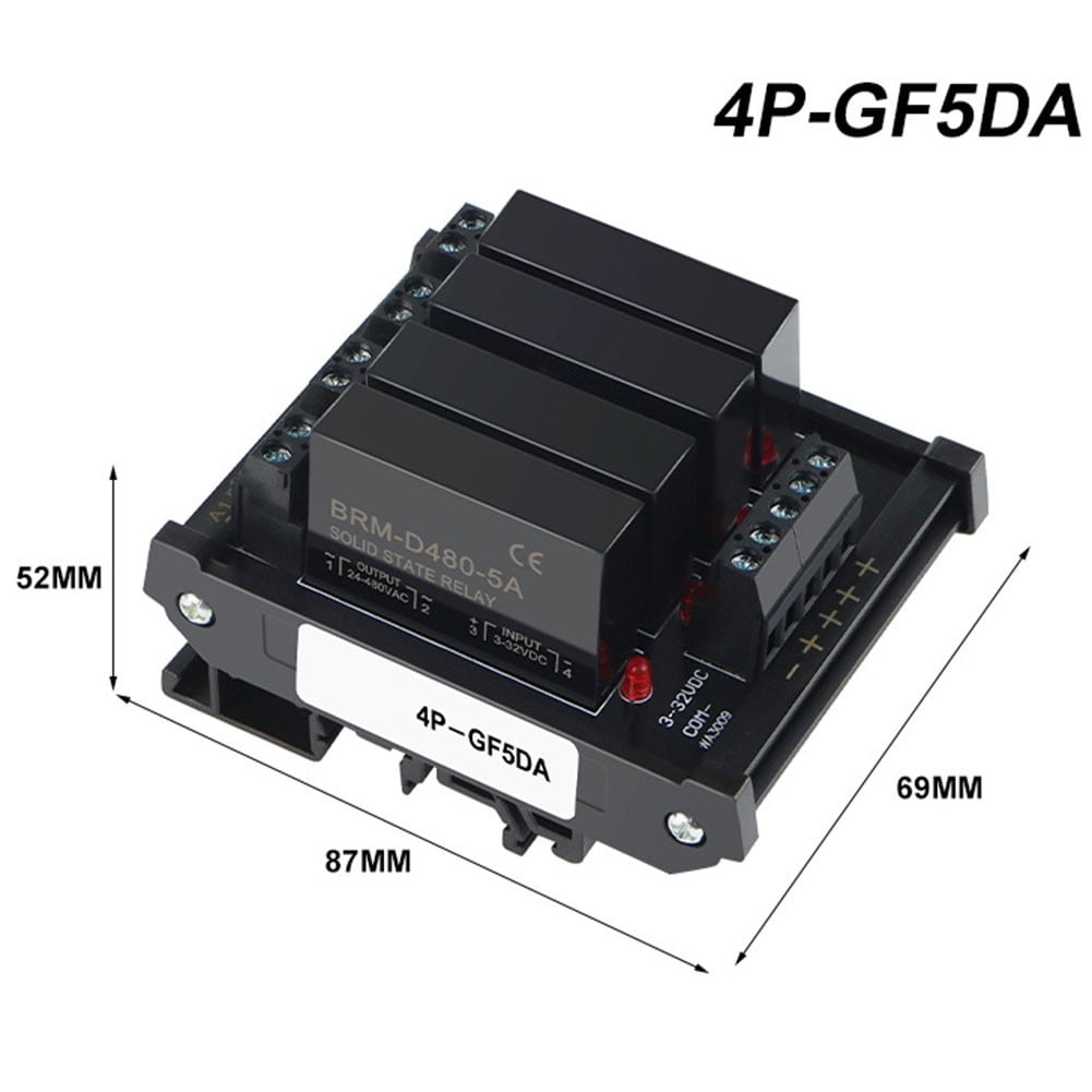Rail Type Solid State Relay Module Da Non Contact Ssr Module Dc Controlled Ac Berm 4p Gf5da