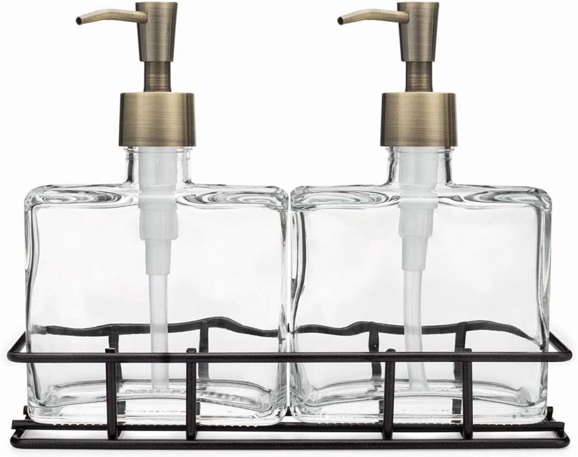 Rail19 Urban Glass Hand and Soap Dispenser Set - Includes Metal Stand ...