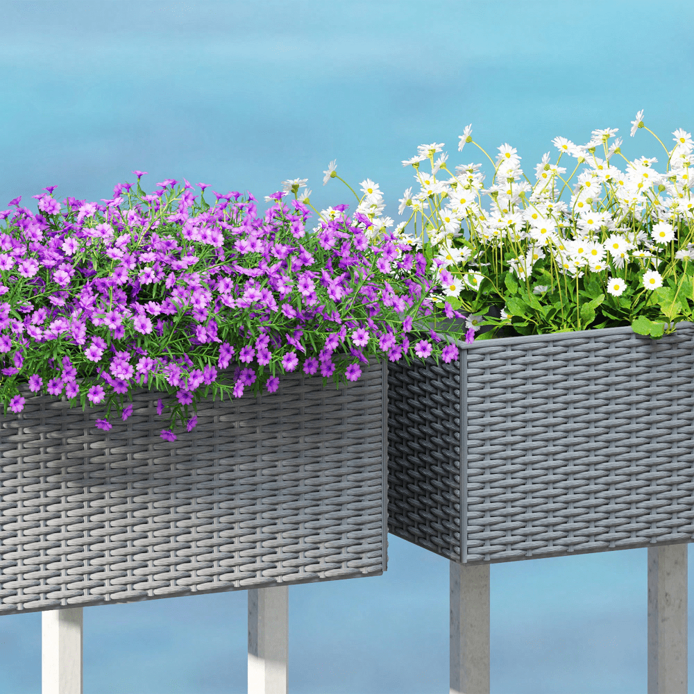 Railing Planter Box (2 Pack, 20 Inch), Self-Watering Hanging Flower ...
