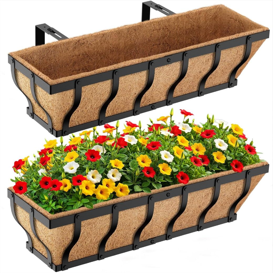 Railing Planter Boxes, Heavy Duty Window Box Planters, Adjustable ...
