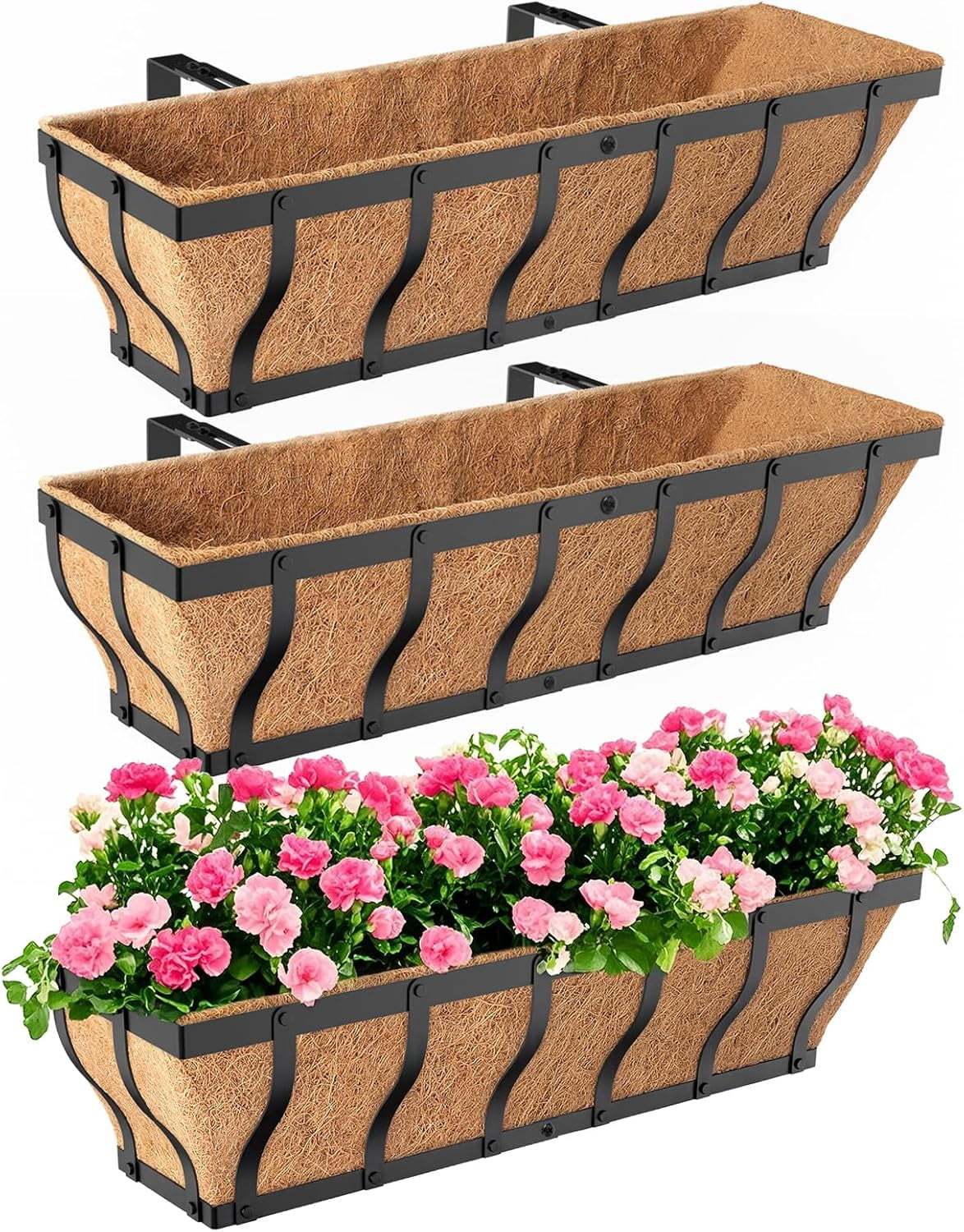 Railing Planter Boxes, Heavy Duty Window Box Planters, Adjustable Balcony Planters for Railing ...