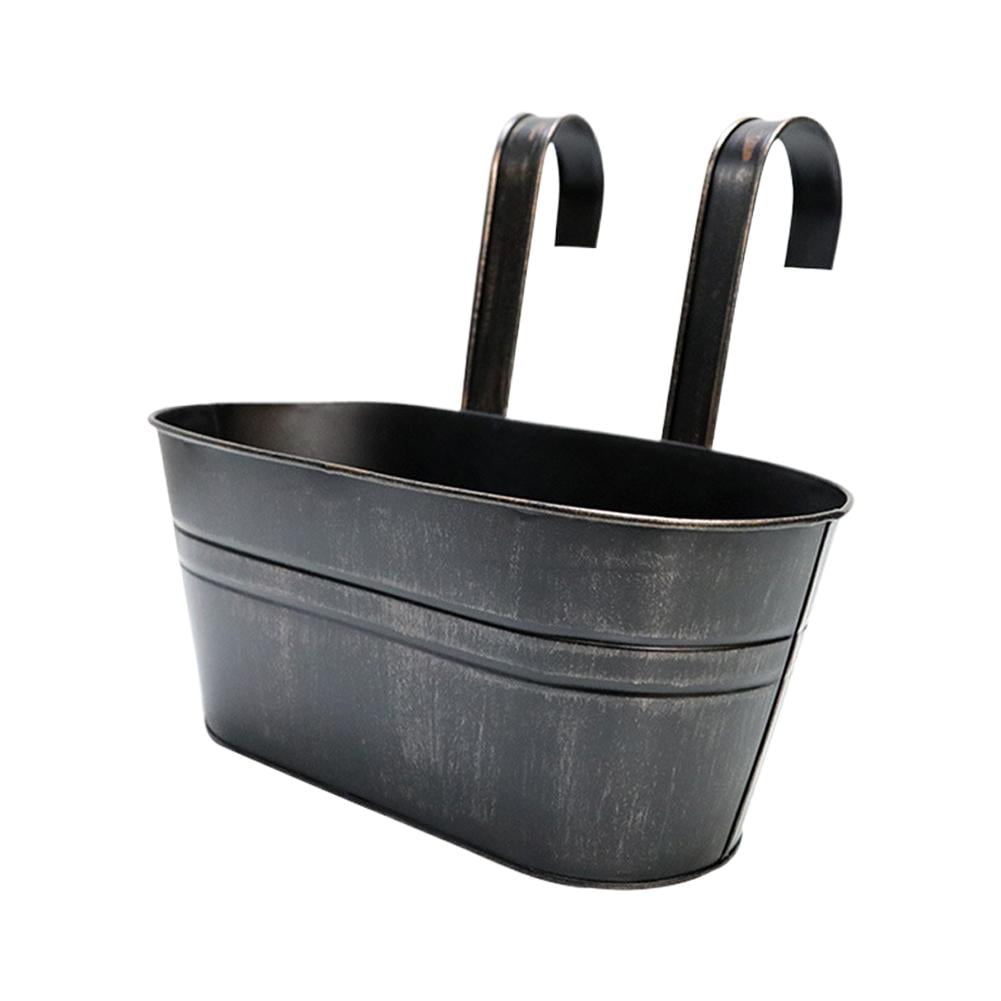 Railing Planter Hanging Flower Pot – Iron Fence Planters for Balcony ...