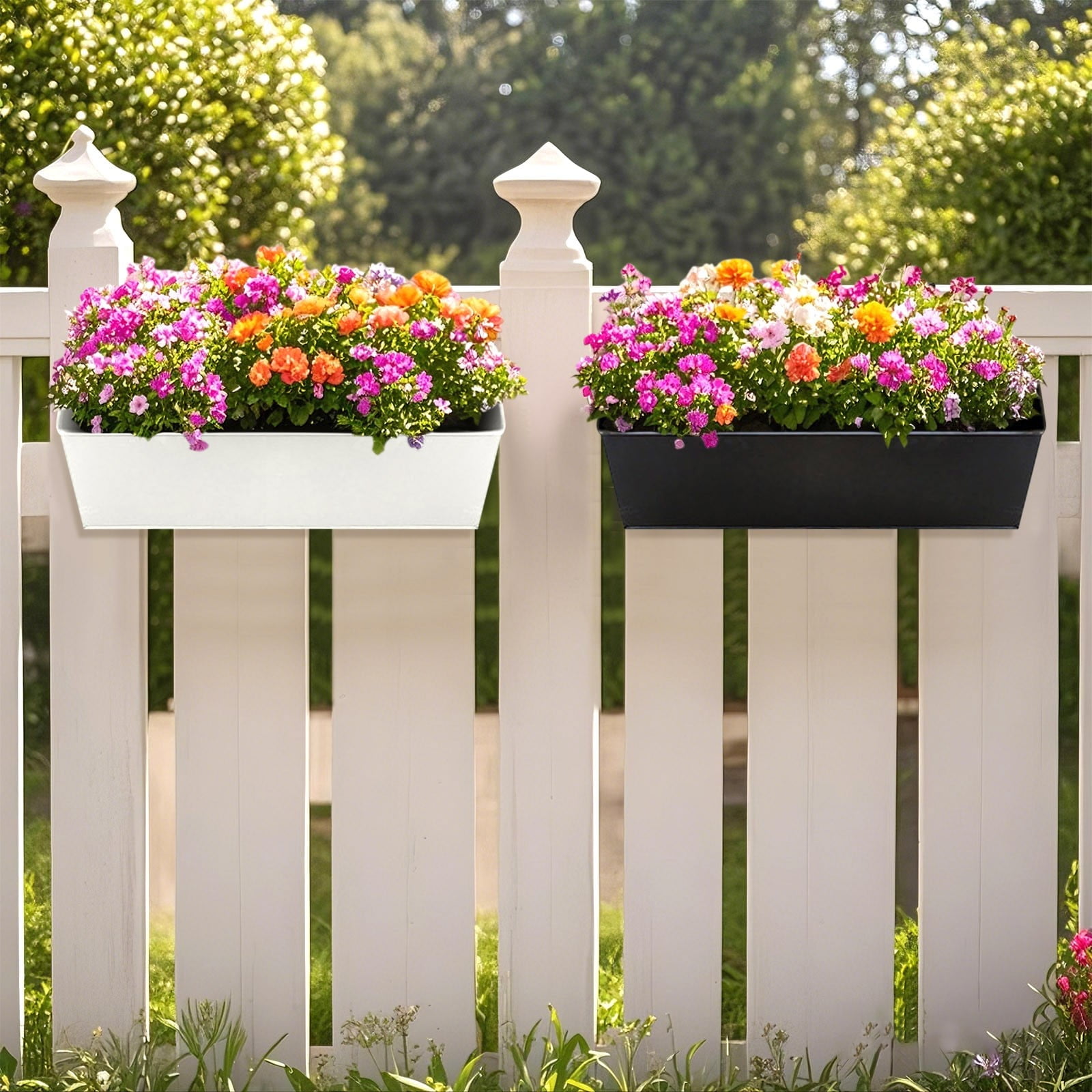 Railing Planters Outdoor Balcony 10 Inch Deck Over The Railing Iron ...