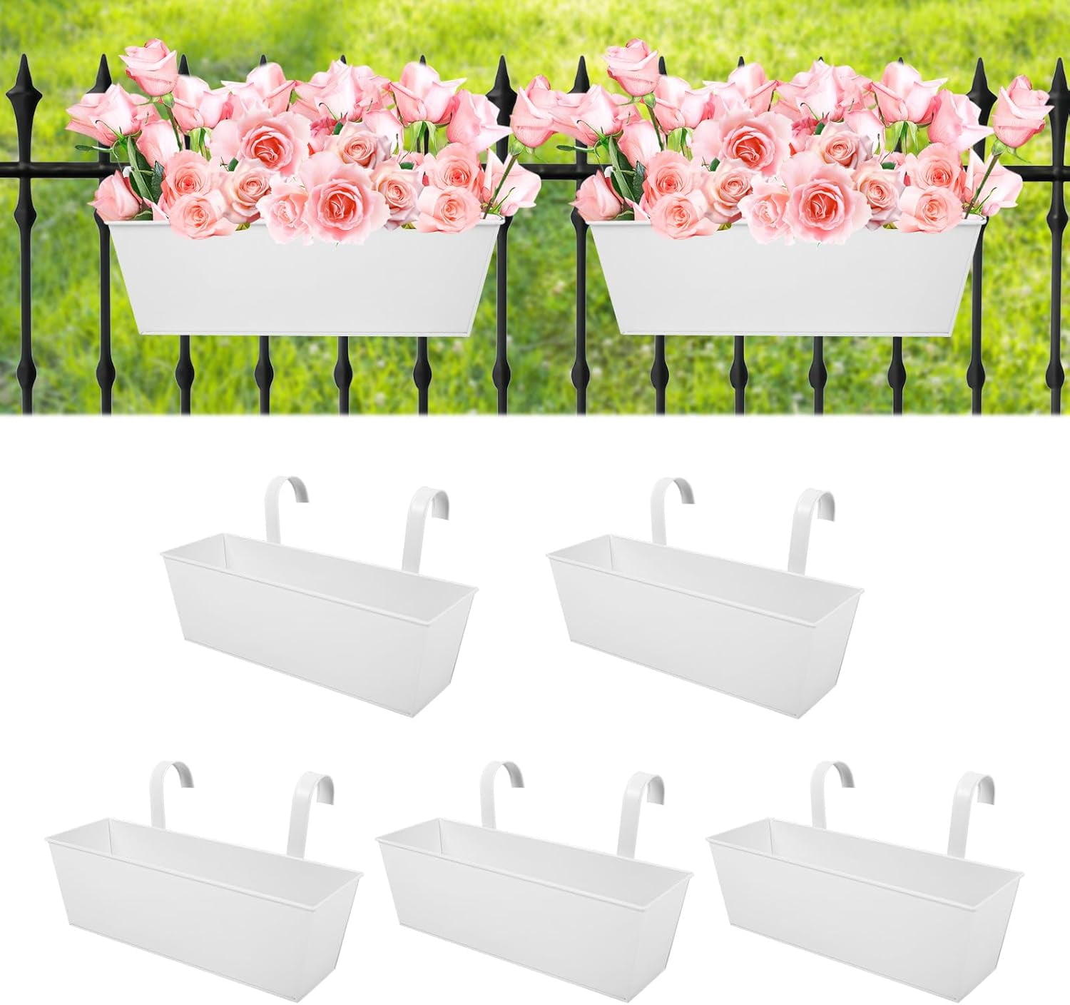Railing Planters Outdoor Balcony 16 Inch Deck Over The Railing Planter ...