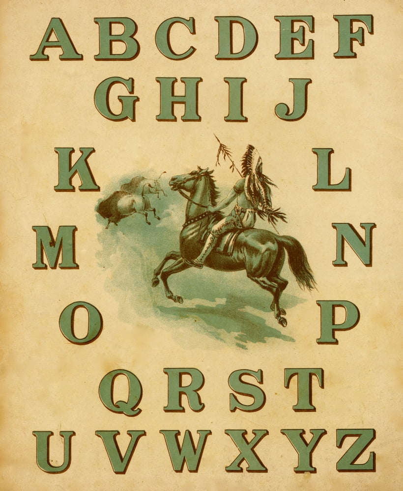 Railroad ABC Indian mounted on horse with full alphabet Poster Print ...