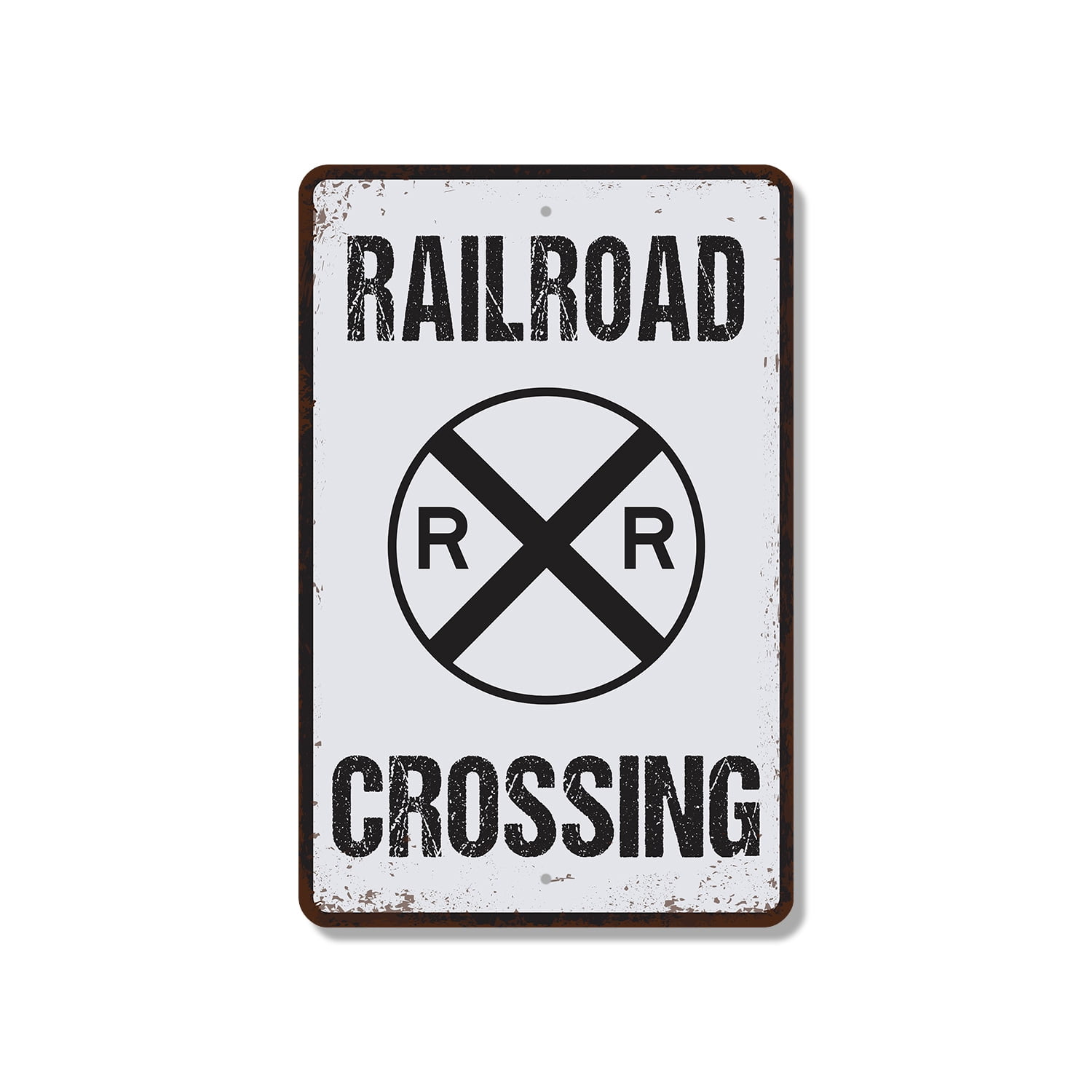 Railroad Crossing (2 Pack) 8 Inch x 12 Inch Novelty Plastic Sign Stop ...