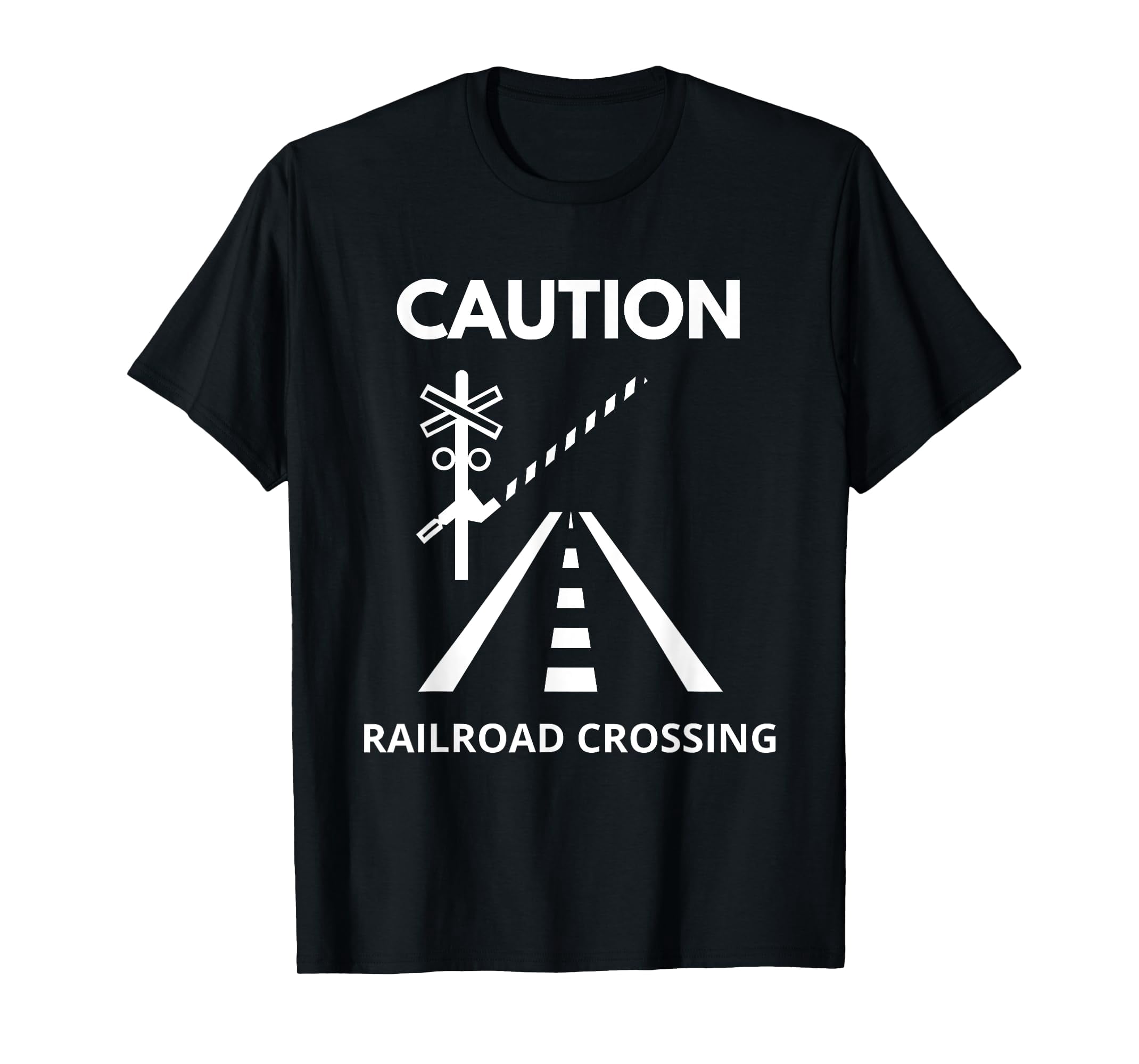Railroad Crossing Sign Barrier Train Stop Station Locomotive T-Shirt ...
