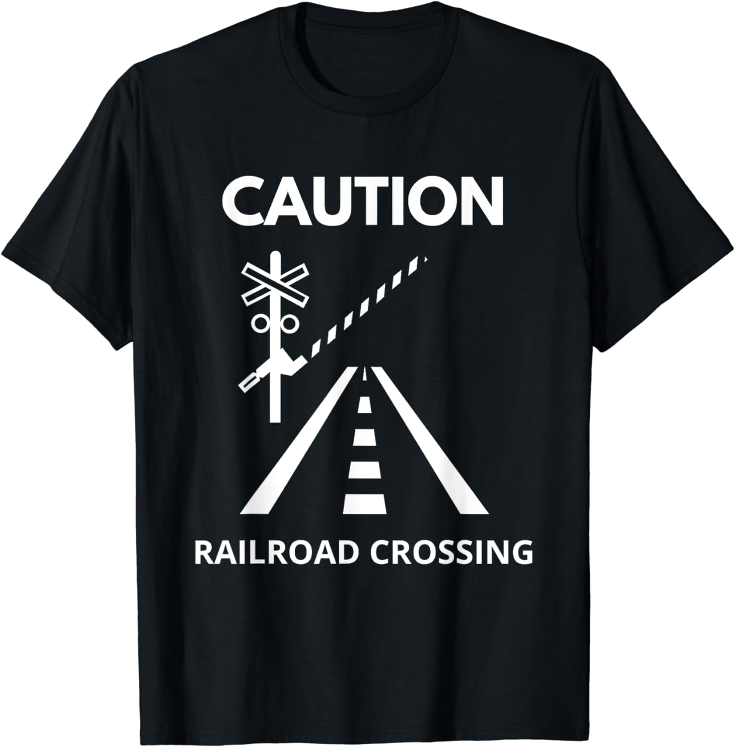 Railroad Crossing Sign Barrier Train Stop Station Locomotive T-Shirt ...