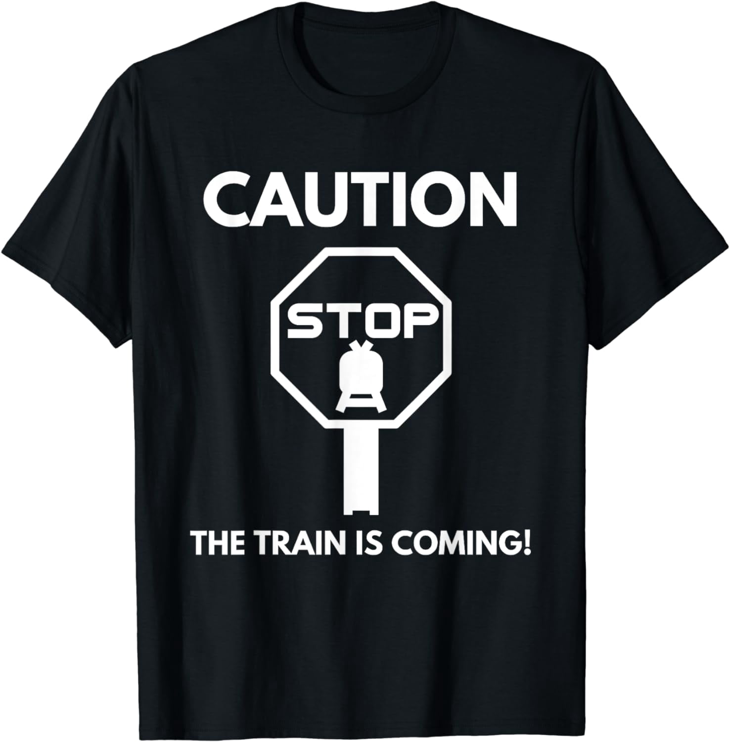 Railroad Crossing Sign Barrier Train Stop Station Locomotive T-Shirt ...