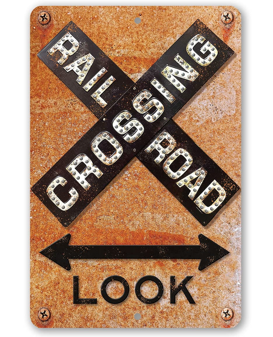 Railroad Crossing Sign - Rustic Train Terminal Decor, Vintage Railway ...