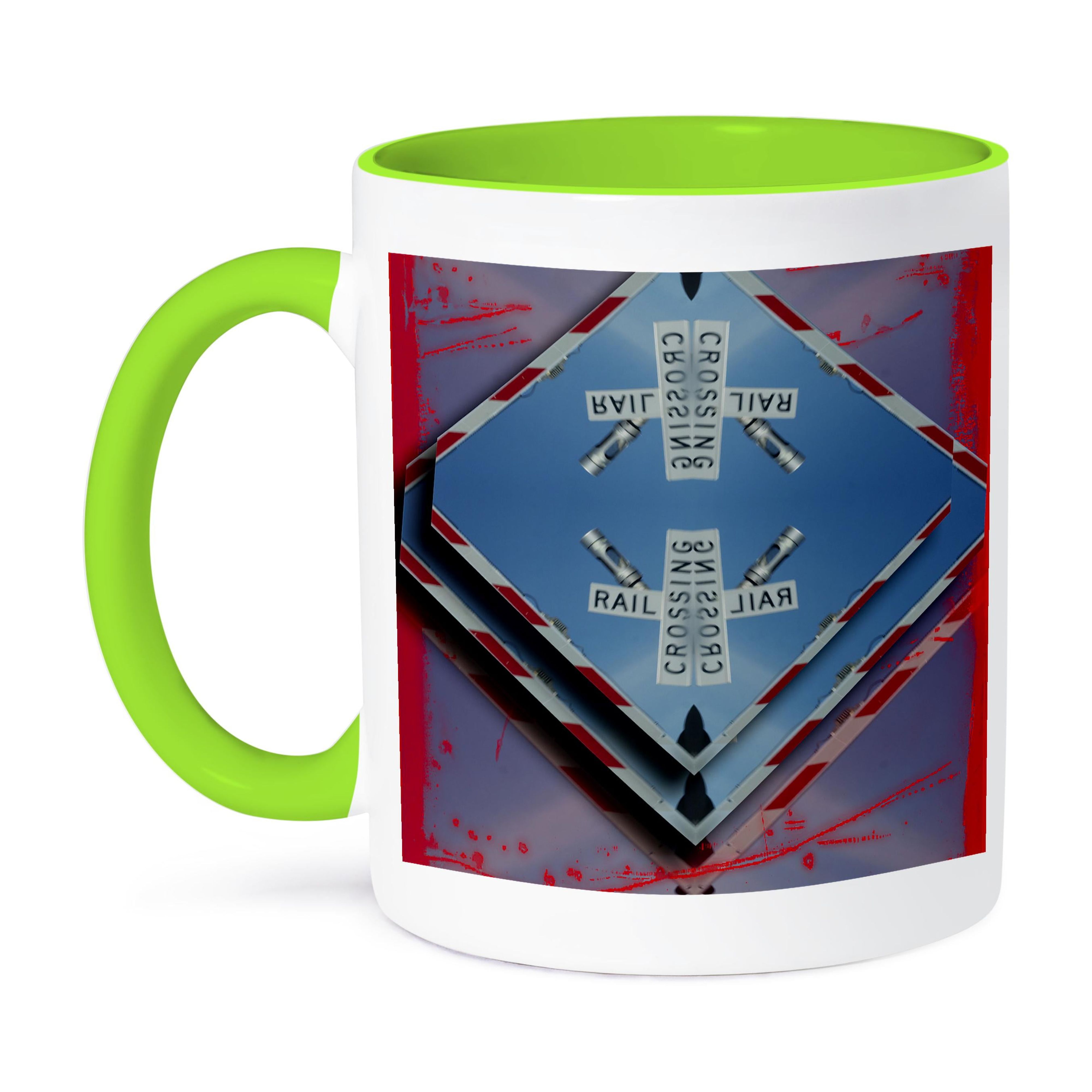 3dRose, Railroad Crossing Signs Layered on a Red and Blue Speckled Sky ...