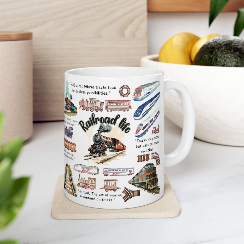 Railroad Life—Train Lover Locomotive Mug, Railfan Enthusiast, Conductor ...