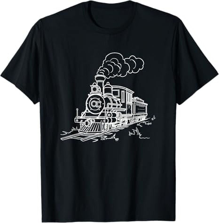 Railroad Line Art Railroader Steam Train T-Shirt - Walmart.com