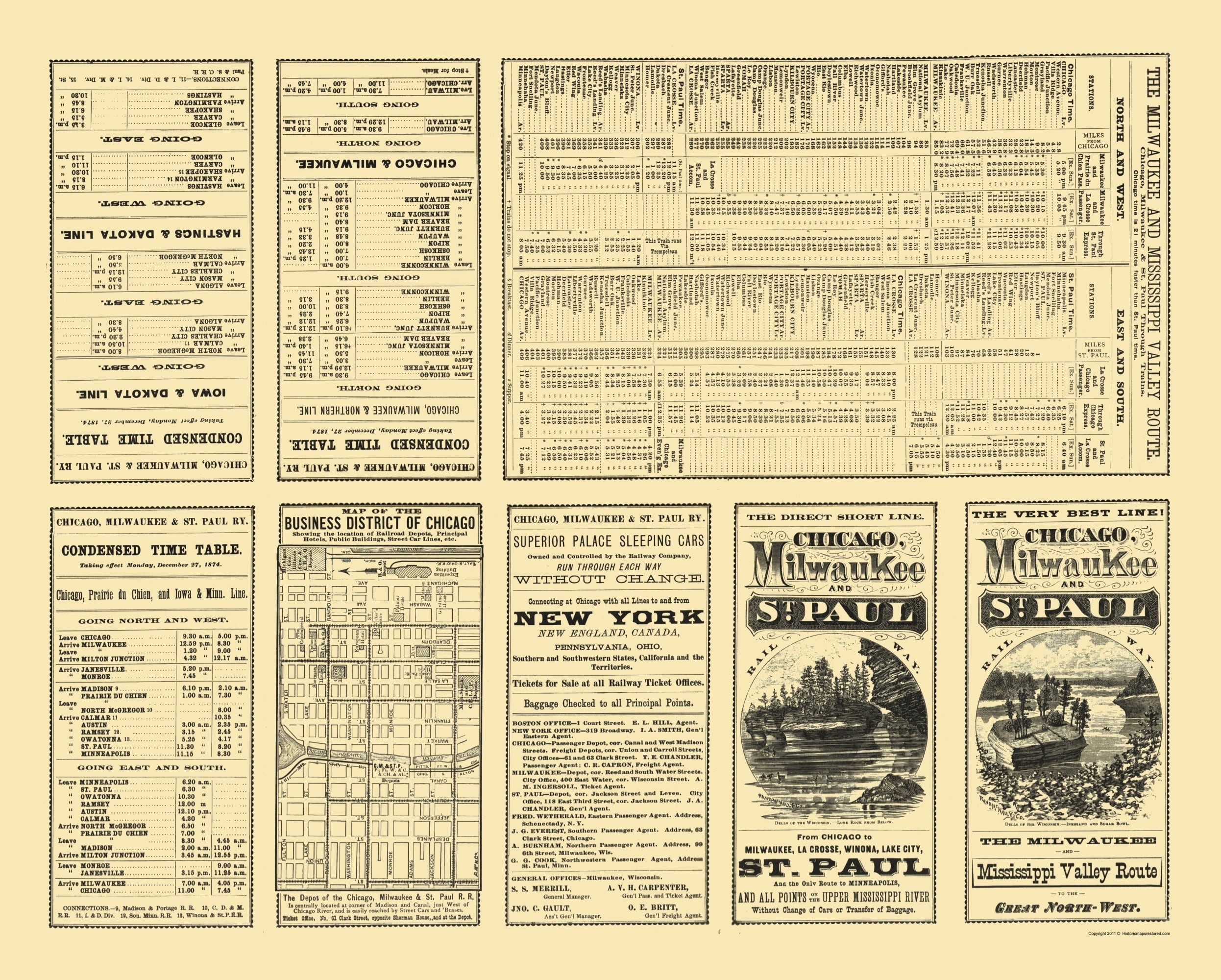 Railroad Map - Chicago Milwaukee St Paul Railway Timetable - Rand ...