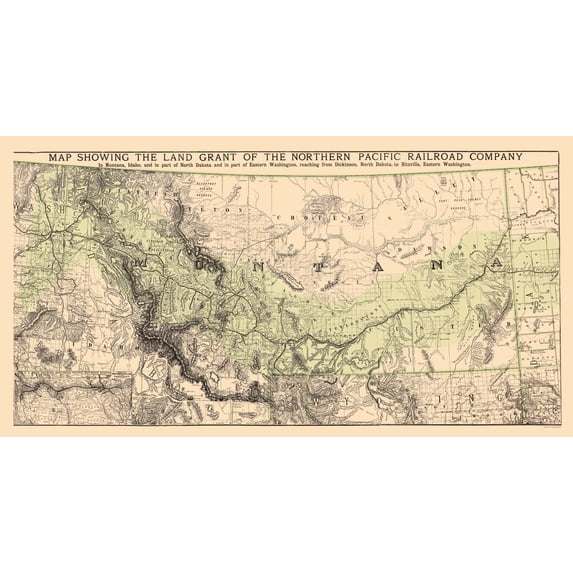 Railroad Map - Montana Northern Pacific Railroad - Rand McNally 1890 ...