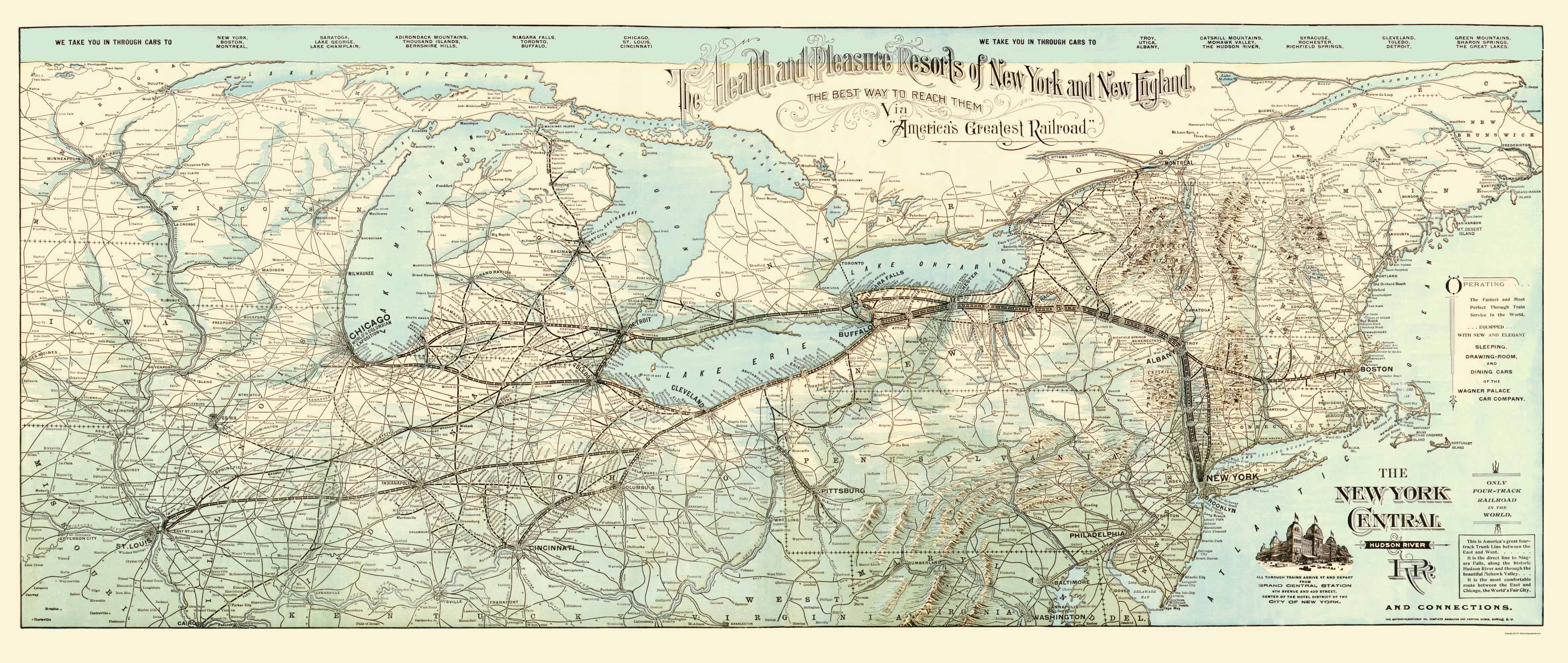 Railroad Map - New York Central and Hudson River Railroad - Matthews ...
