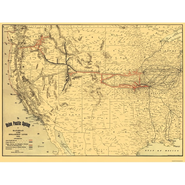 Railroad Map - Union Pacific Railroad Steamship Lines - Rand McNally ...