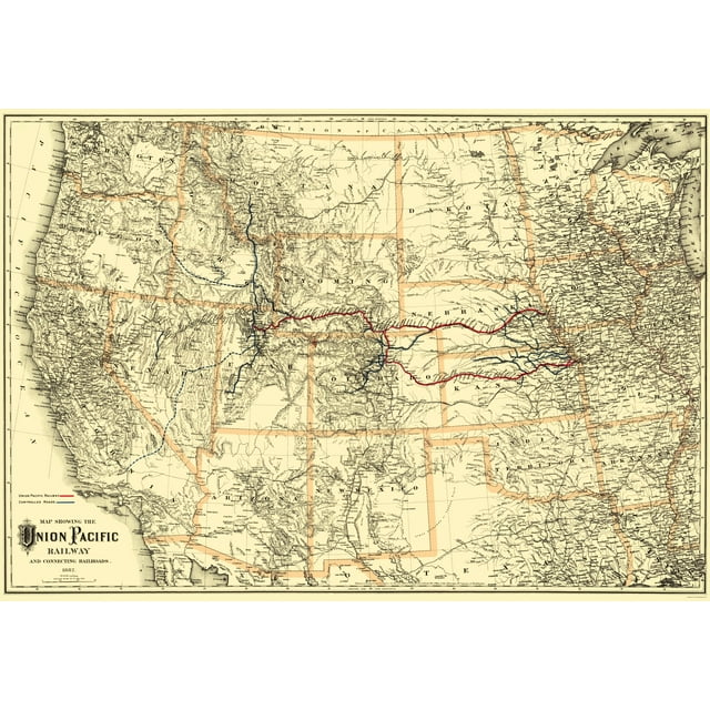 Railroad Map - Union Pacific Railway - Colton 1882 - 23 x 33.13 ...