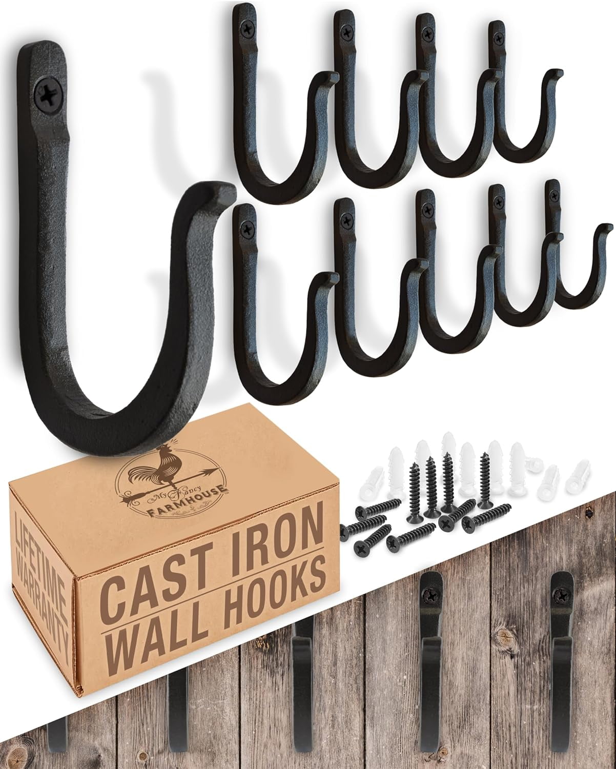 Railroad Spike Cast Iron Hooks (10 Pack) Handmade Blacksmith, Wall ...