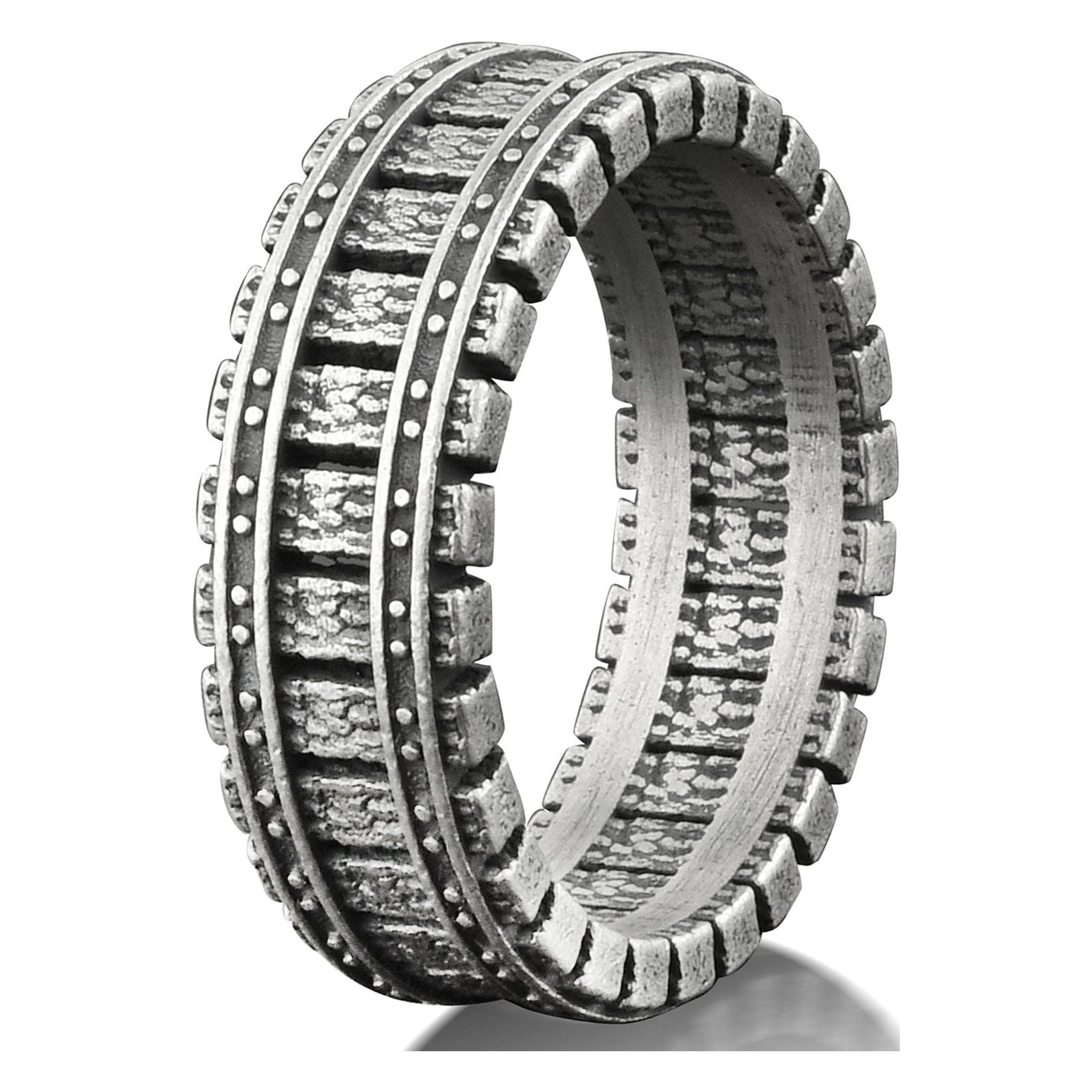 Railroad Track Minimalist Mens Ring, Train Track Cool Mens Ring in ...