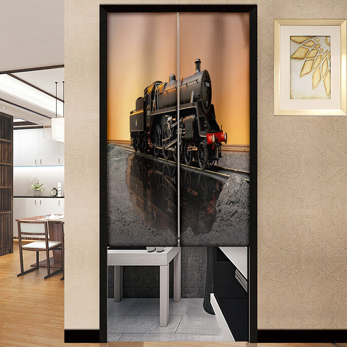 Railroad Tracks Railway Door Curtain Dust Proof Kitchen Living Room Bedroom Home Cover with Half ...