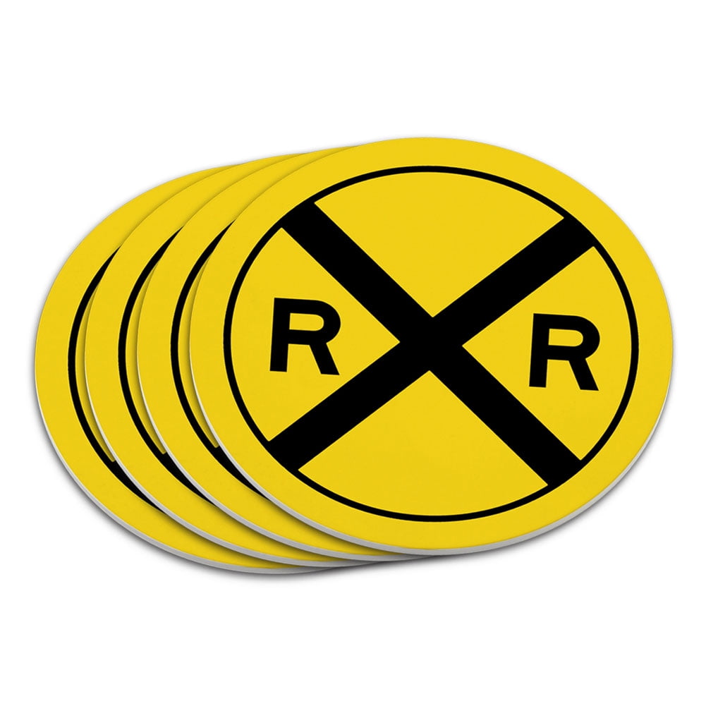 Railroad crossing Traffic Sign Train Coaster Set - Walmart.com