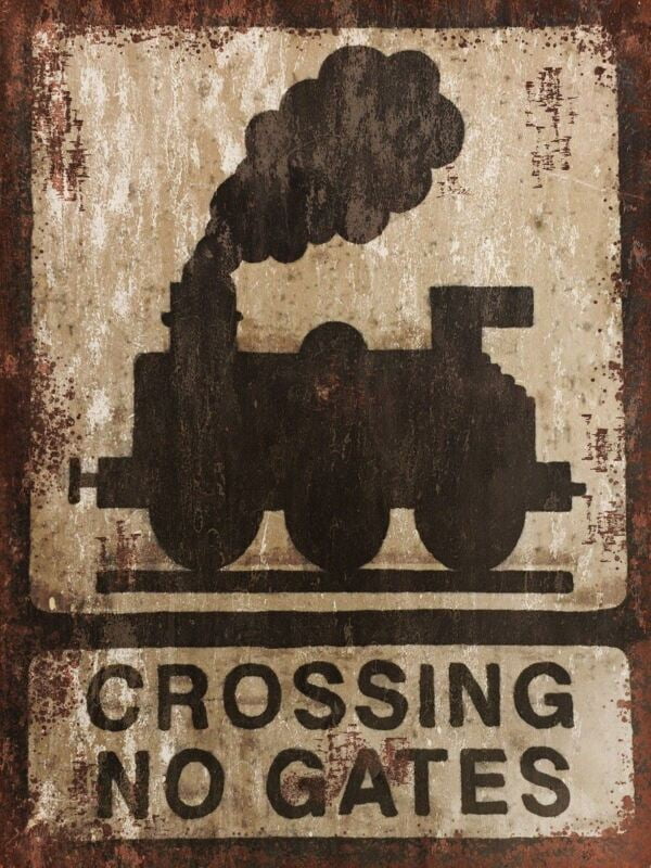 Railway Crossing No Gates warning sign vintage style Metal Sign for ...