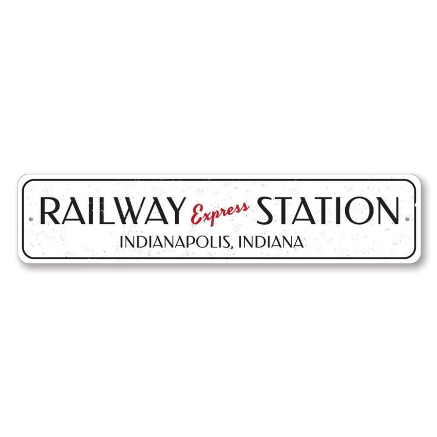 Railway Express Station Sign Train Station Location Size: 4 x 16 Inch ...