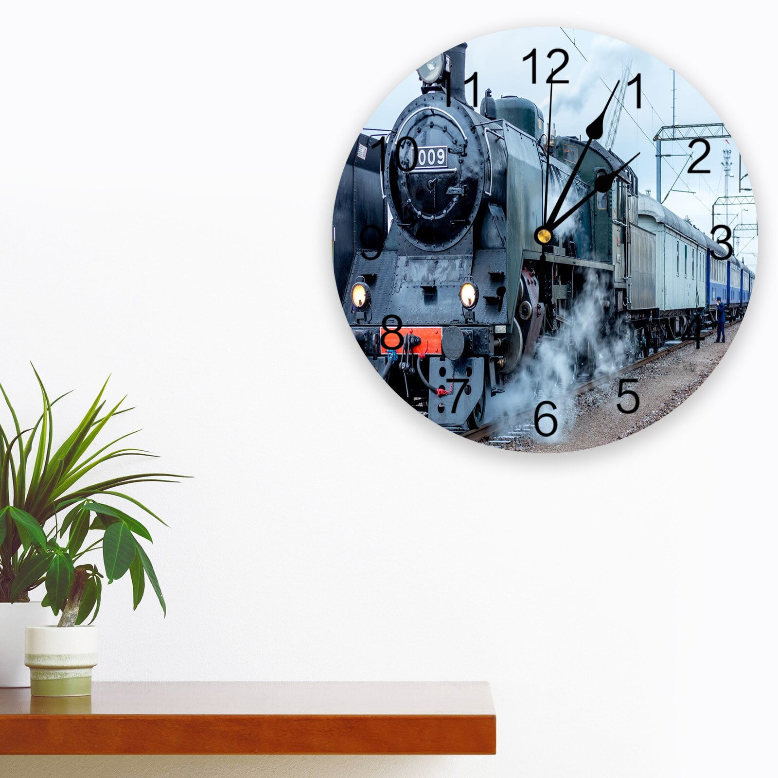 Railway Train Clocks Wall Home Decoration Modern Kitchen Bedroom Living ...