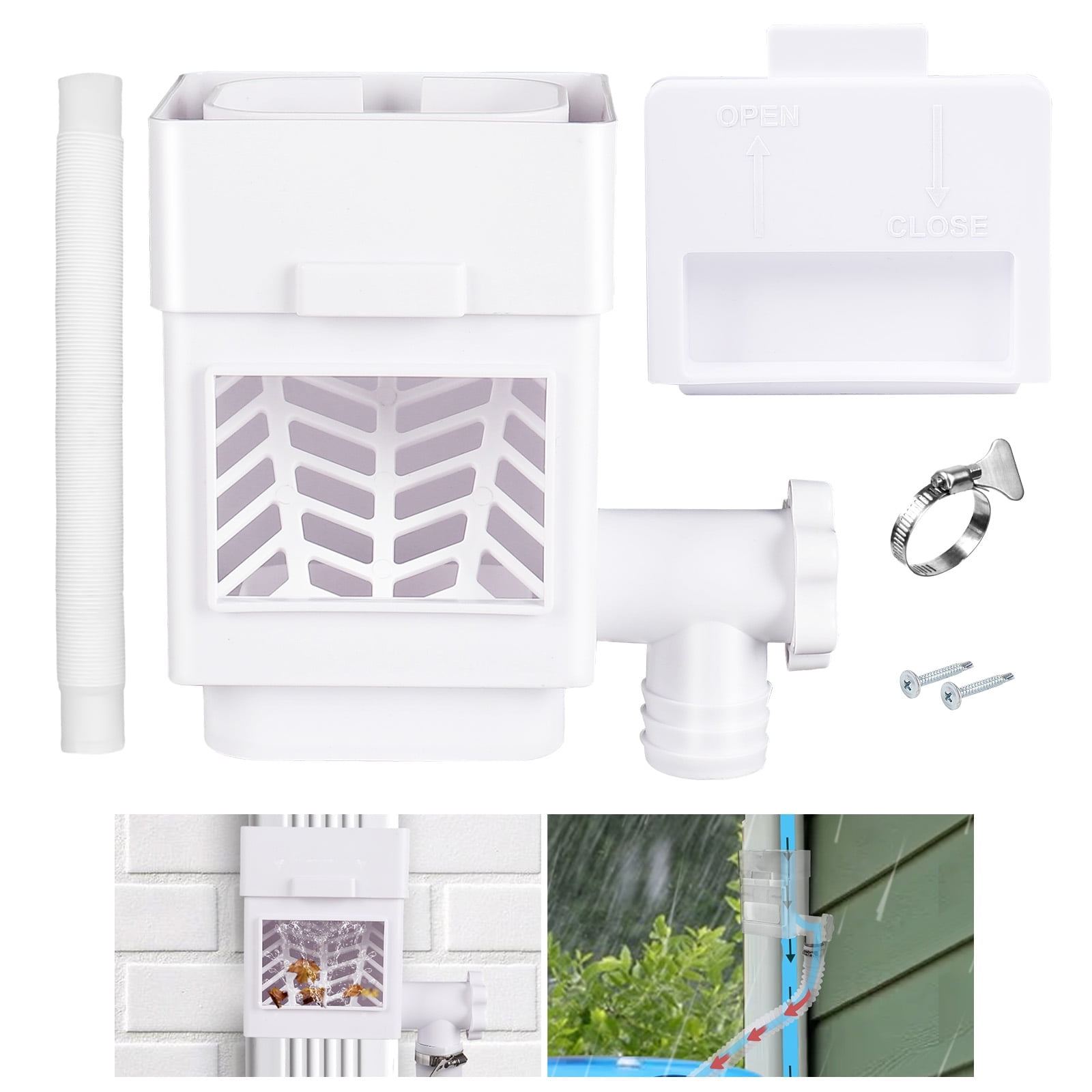 Rain Barrel Diverter Kit, Drainage Ditch Downspout Splitter with Filter ...