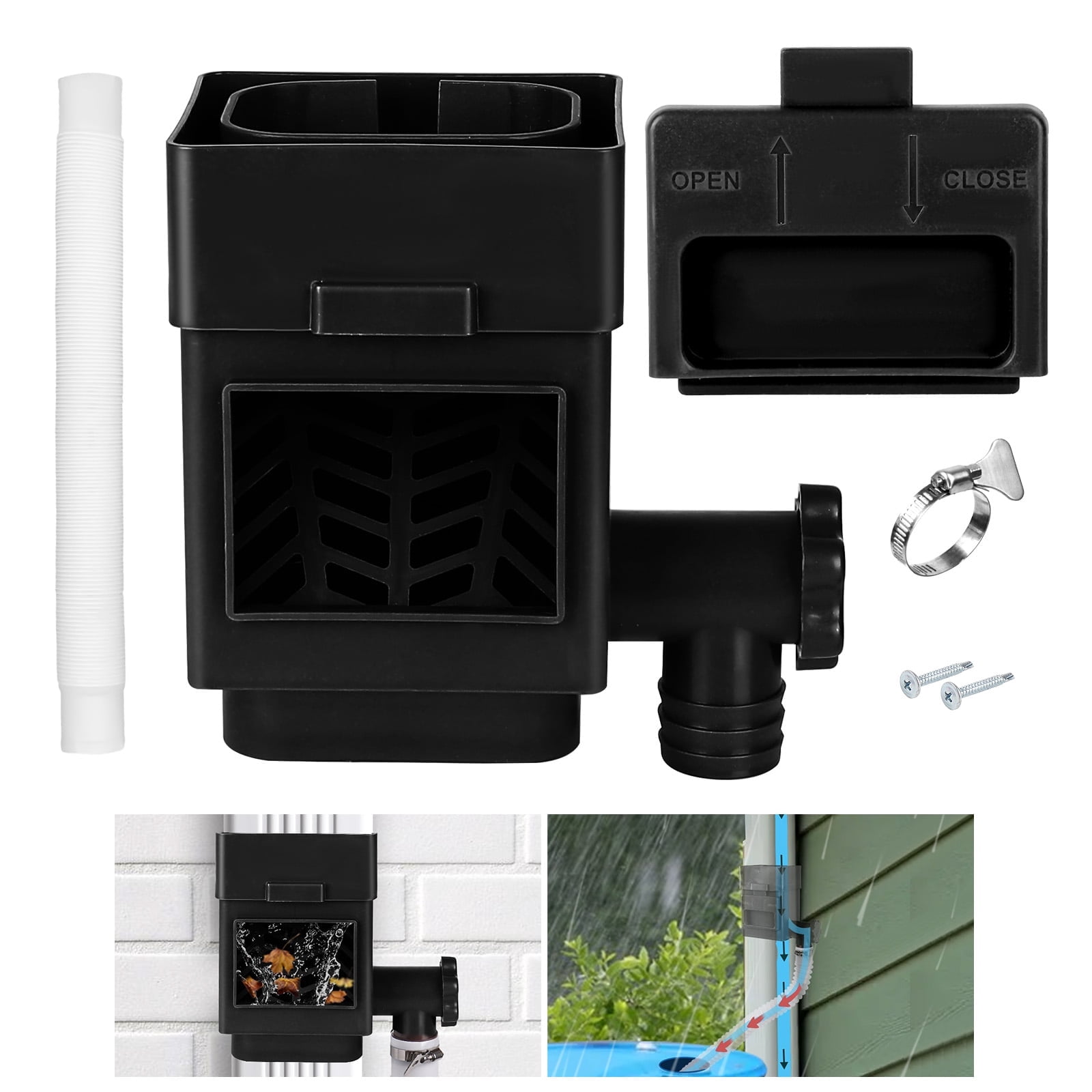 Rain Barrel Diverter Kit, Drainage Ditch Downspout Splitter with Filter ...
