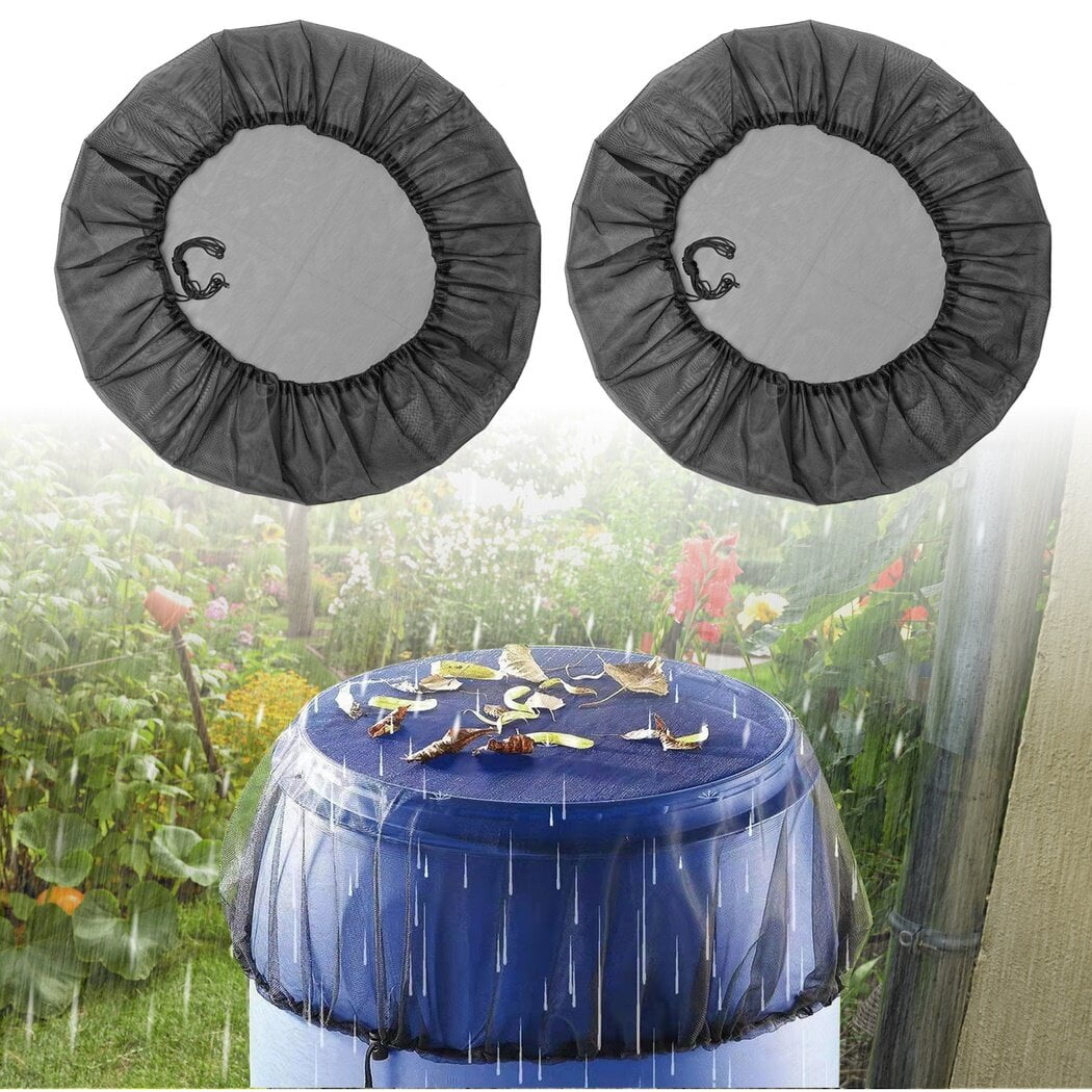Rain Barrel Mesh Cover 2 Pcs, 37.4" Water Collection Bucket Yarn Cover ...