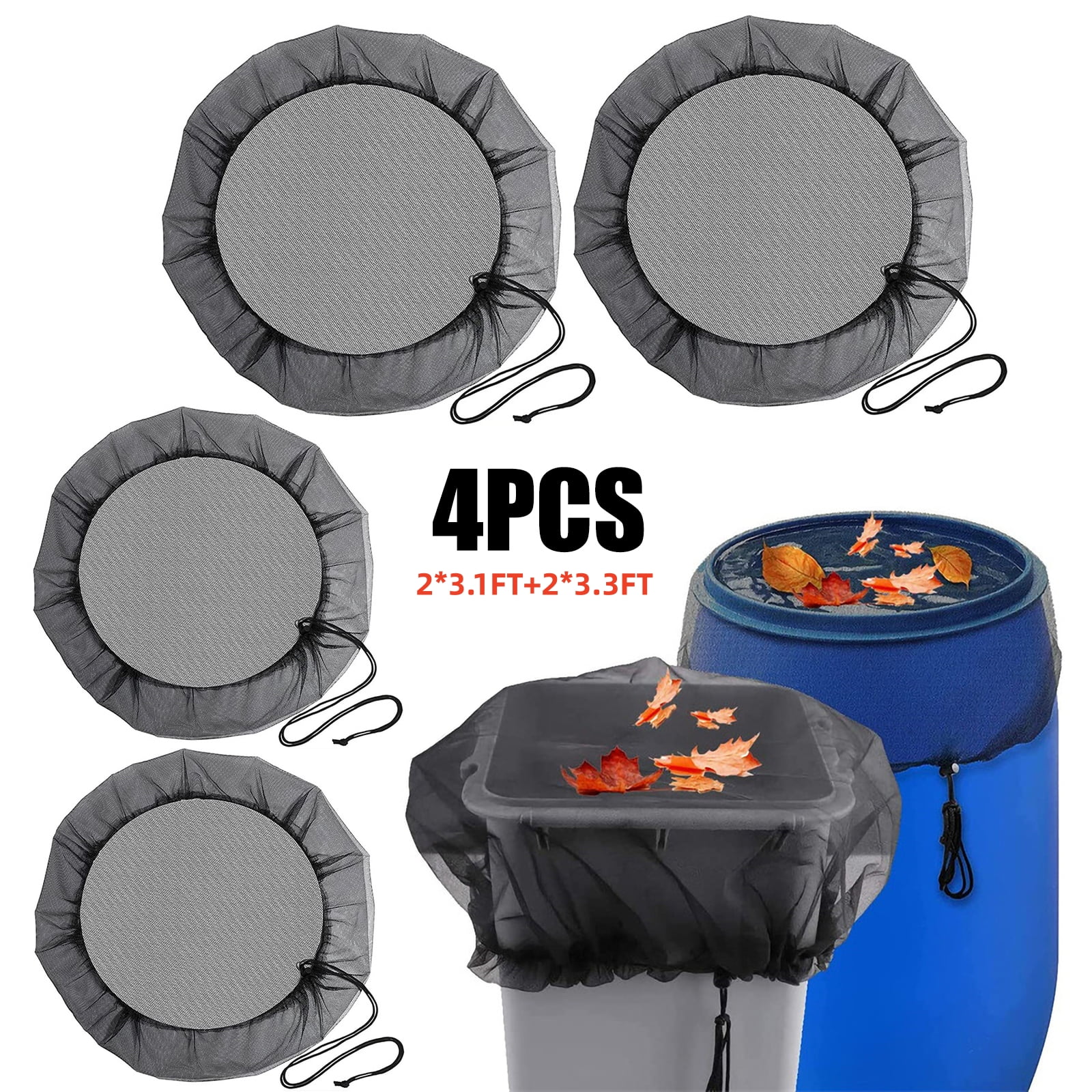 Rain Barrel Mesh Cover 4-Pack - Durable PE Material, Drawstring Design ...