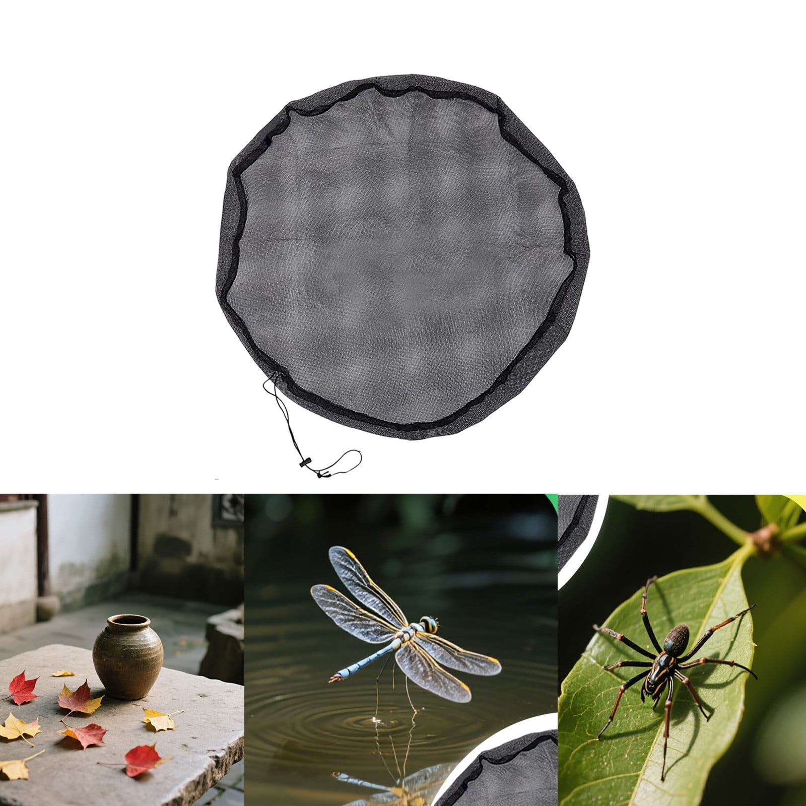 Rain Barrel Mesh Cover Nylon Netting with Adjustable Drawstring Keeps ...