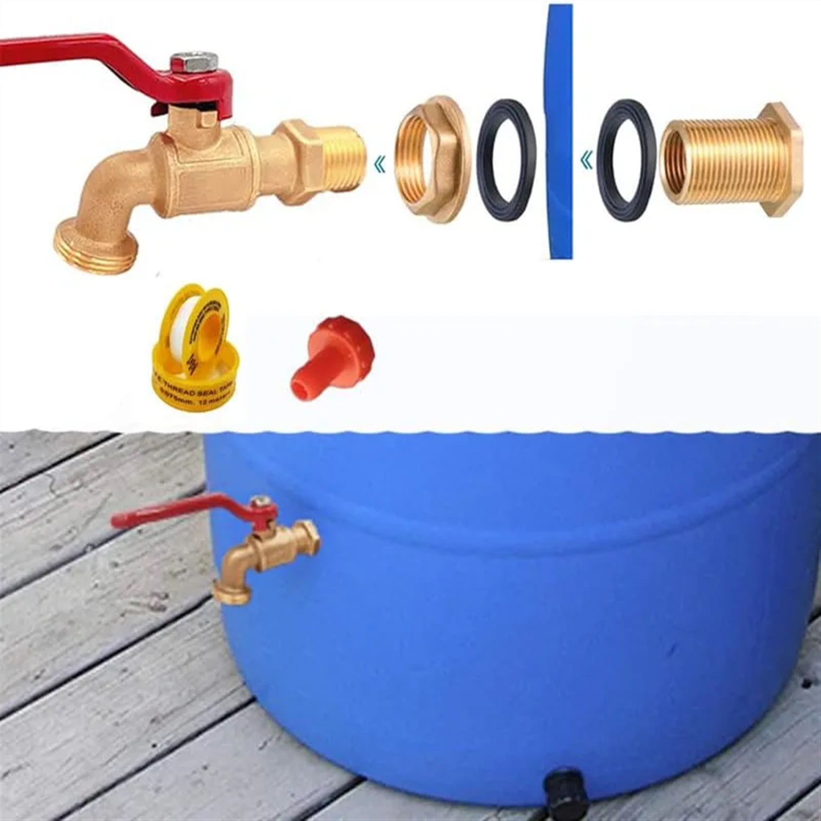 Rain Barrel Spigot, Brass Faucet Kit for Rain Water Barrel, Water Tanks ...
