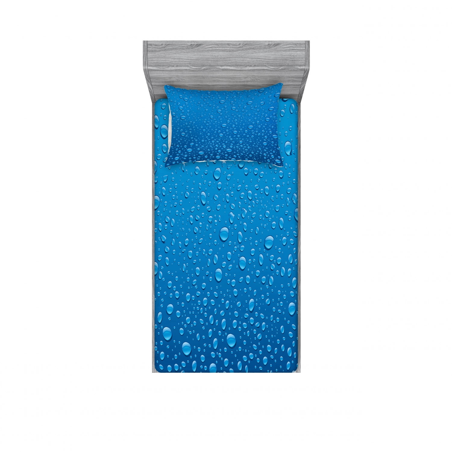 Rain Bedding Set with Sheet & Covers, Water Drops on Glass Relaxing ...