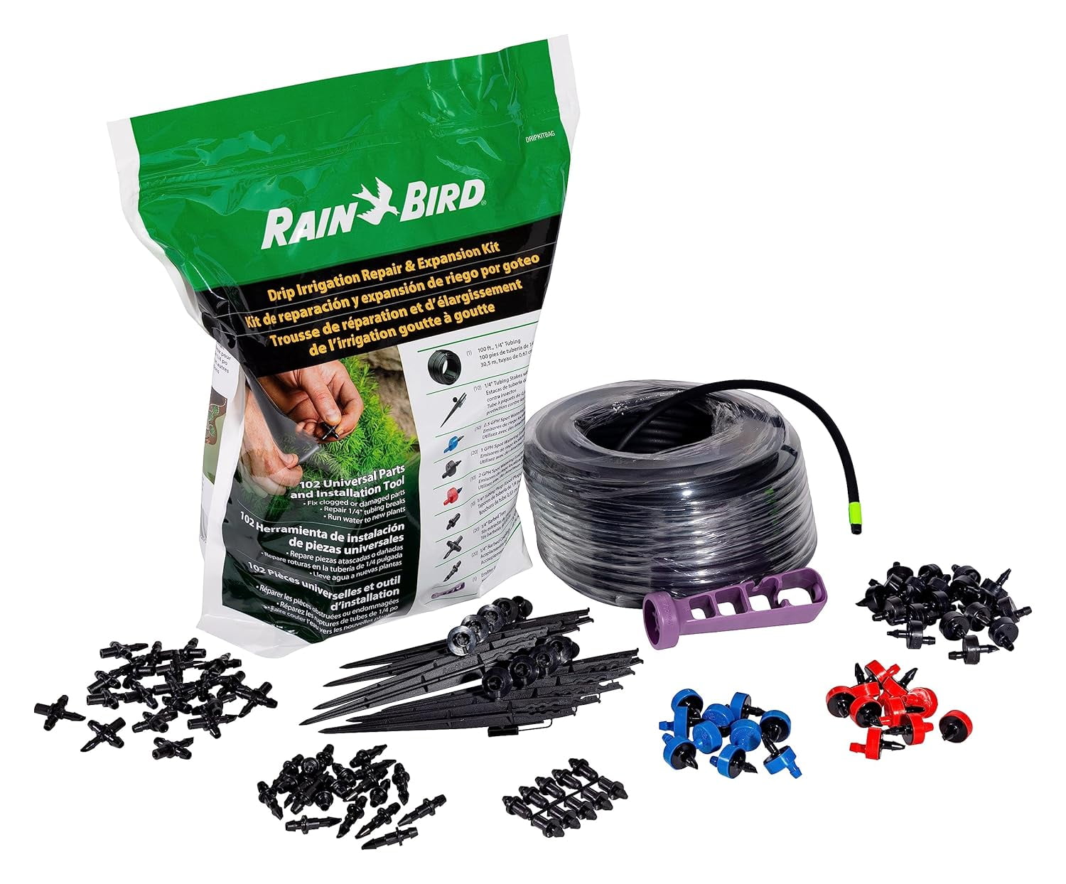 Rain Bird DRIPKITBAG Drip Irrigation Repair and Expansion Kit - Walmart.com