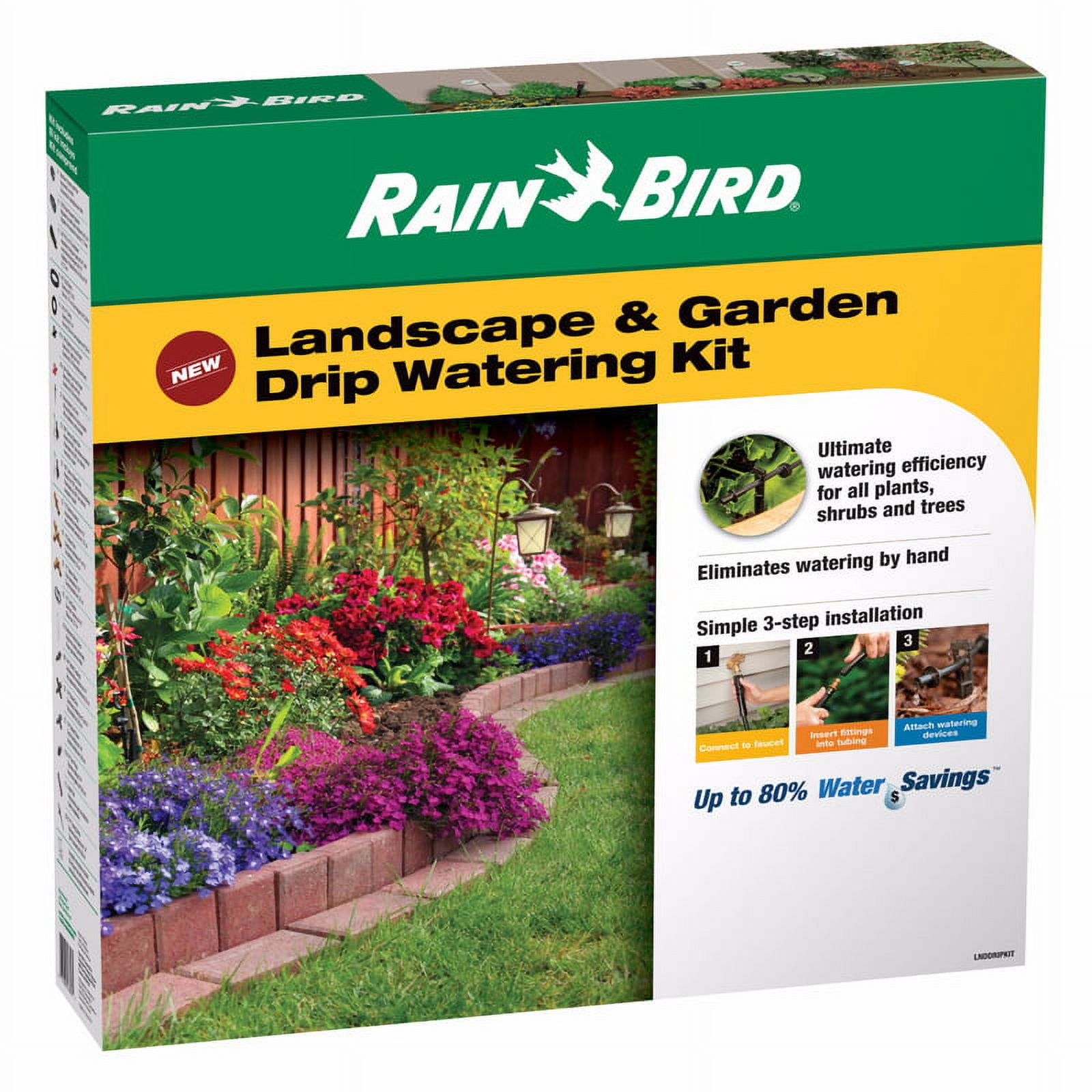 Rain Bird LNDDRIPKIT Drip Irrigation Landscape & Garden Watering 108 ...